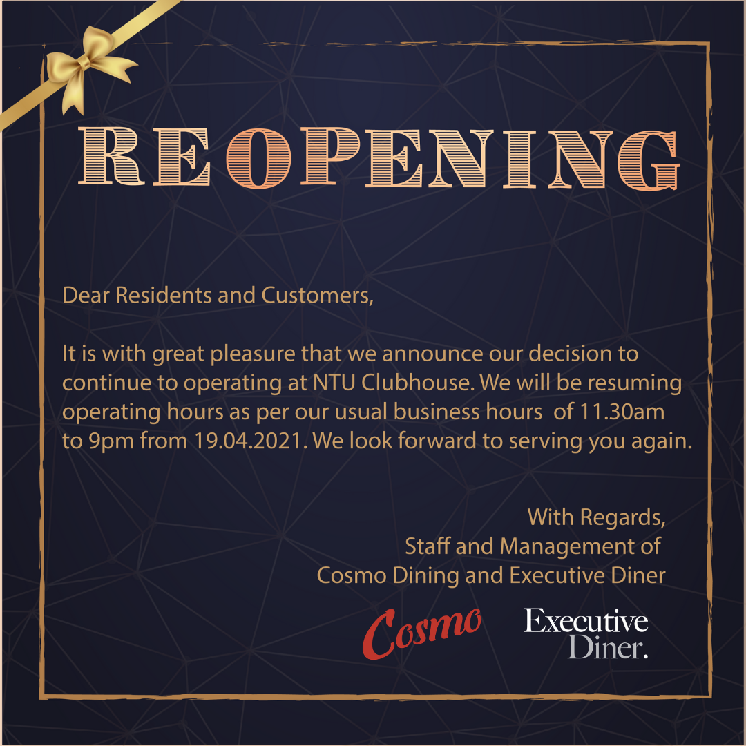 reopening – Cosmo Restaurant